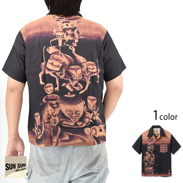 SUN SURF×伊藤若冲 SPECIAL EDITION アロハシャツ「付喪神図」 SUN SURF SS39533 サンサーフ 和柄 浮世絵 妖怪