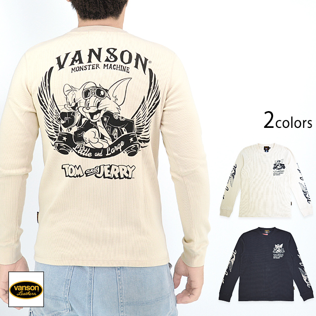 vanson×TOM＆JERRY サーマル長袖Tシャツ vanson TJV-2433 バンソン ヴァンソン トムとジェリー ロングTシャツ