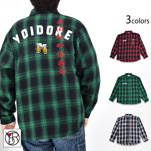 酒愛好家 長袖チェックシャツ◆YOIDORE