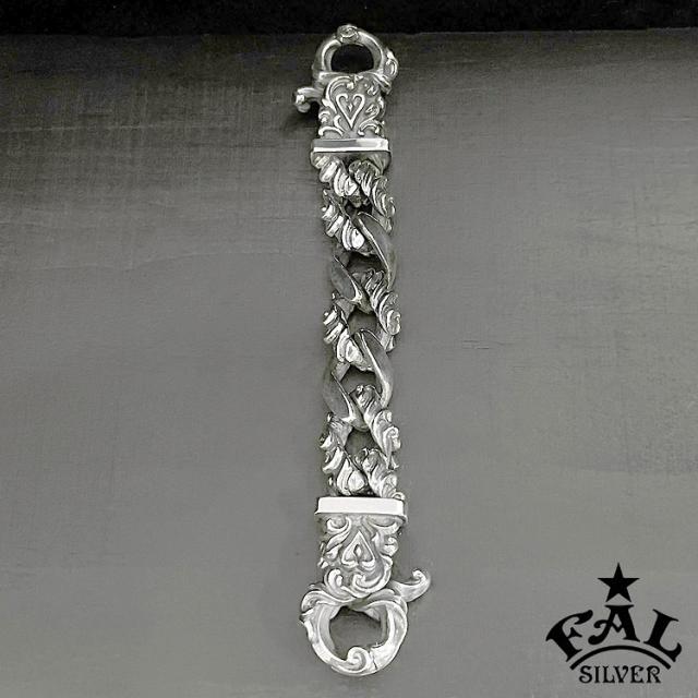エフエーエル F.A.L FAL シルバー キーチェーン アラベスク リーフ クリップ コンビネーション キーチェーン ロングタイプ メンズ キーホルダー キーフック ばね式 シルバー925