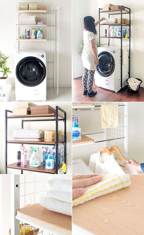 ランドリー ラック 三段の可動棚 横幅65〜90cm 伸縮タイプ 洗濯 収納 Rizo リソ 新生活 引越し 家具 北海道・沖縄・離島は別途追加送料見積もりとなります メーカー直送品 SH-X6590