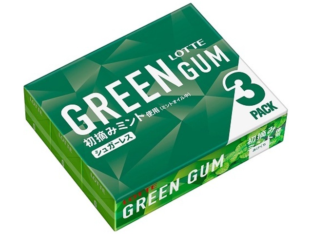 ロッテ グリーンガム３Ｐ ９枚×３パック ×100 【全国送料無料】(沖縄・離島は別途)