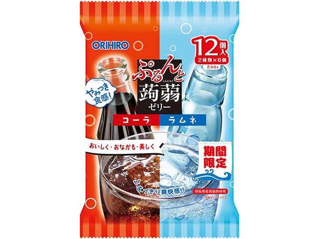 ぷるんと蒟蒻ゼリーパウチ コーラ＋ラムネ１２個 ×24 【全国送料無料】(沖縄・離島は別途)