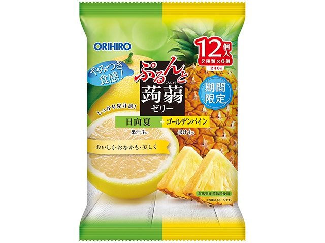 ぷるんと蒟蒻ゼリーパウチ 日向夏＋ゴールデンパイン ×24 【全国送料無料】(沖縄・離島は別途)