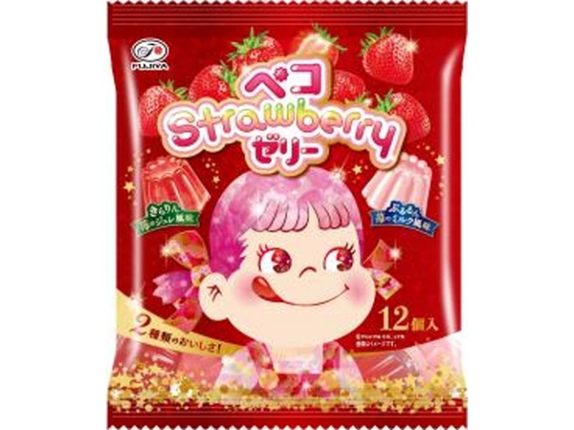 不二家 ペコＳｔｒａｗｂｅｒｒｙゼリー １２個 ×18 【全国送料無料】(沖縄・離島は別途)