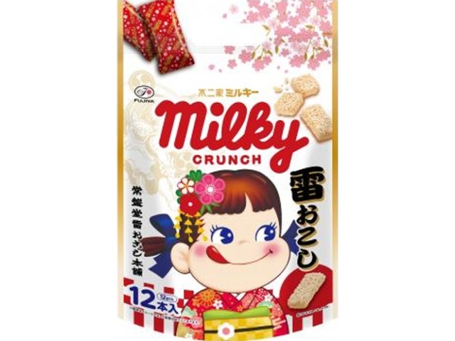 不二家 ミルキクランチ雷おこし１２本  ×12 【全国送料無料】(沖縄・離島は別途)