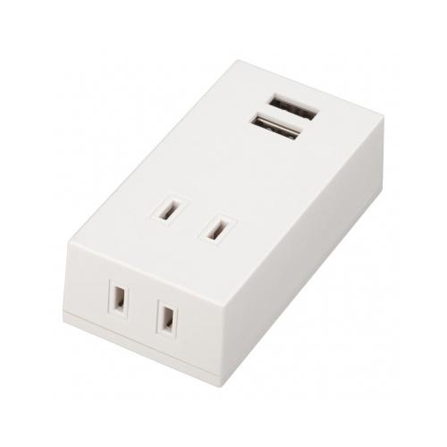 【5個セット】 フロントタップ型2AC+2USB2.1Aホワイト ホワイト ヤザワ Y02FS400WH2UX5【送料無料】 【納期目安：１週間】