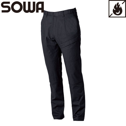 作業服 カーゴパンツ 桑和 SOWA  カーゴパンツ（難燃 ワンタック 脇ゴム） 6052-08 作業着 春夏 難燃 防炎 BREVANO ブレバノプラス 男女共用 ストレッチ 消臭