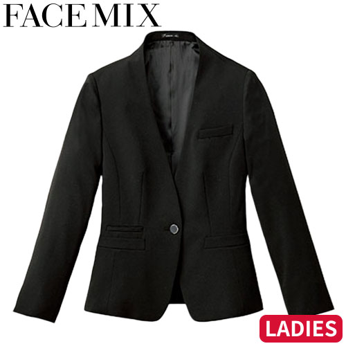 ジャケット 制服 ユニフォーム スーツ FACEMIX フェイスミックス レディスノーカラージャケット FJ0317L 飲食店 フォーマル レディース ホテル レストラン ブライダル おしゃれ かっこいい