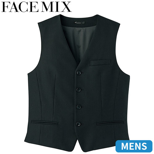 ベスト 制服 ユニフォーム FACEMIX フェイスミックス メンズストレッチベスト（ストライプ） FV1007M 飲食店 レストラン カフェ バー メンズ バーテンダー ホテル おしゃれ かっこいい