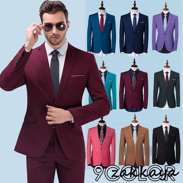 【送料無料】セットアップ 上下セットアップ 2点セットアップ パンツ＋ジャケットフォーマルスーツ 1つボタン スリムスーツ 通勤 入学式 成人式 結婚式 発表会 卒業式 2020