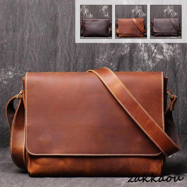 【爆買】本革　メッセンジャーバッグ　ショルダーバッグメンズ 斜めがけ 2way 耐久 ビジネスバッグ　通勤バッグ カバン　牛革　通勤通学 カジュアル アウトドア