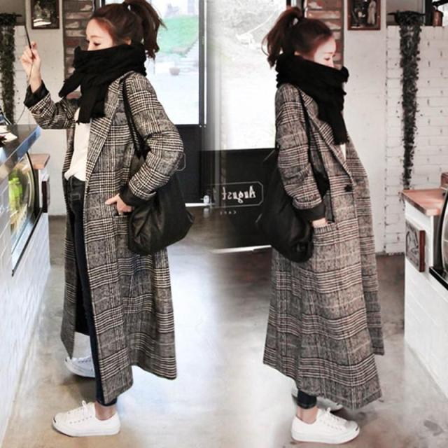 グレンチェック ロング 千鳥柄ロングコート 大きいサイズ チェック柄 チェスターコート ロングコート レディース アウター コート 秋冬物 冬 オーバーサイズ
