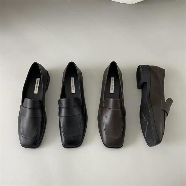 軽量 疲れにくい スクエアトゥ ローファー レディース パンプス 革靴 カジュアルシューズ チャンキーヒール 痛くない 歩きやすい 走れる 大きいサイズ