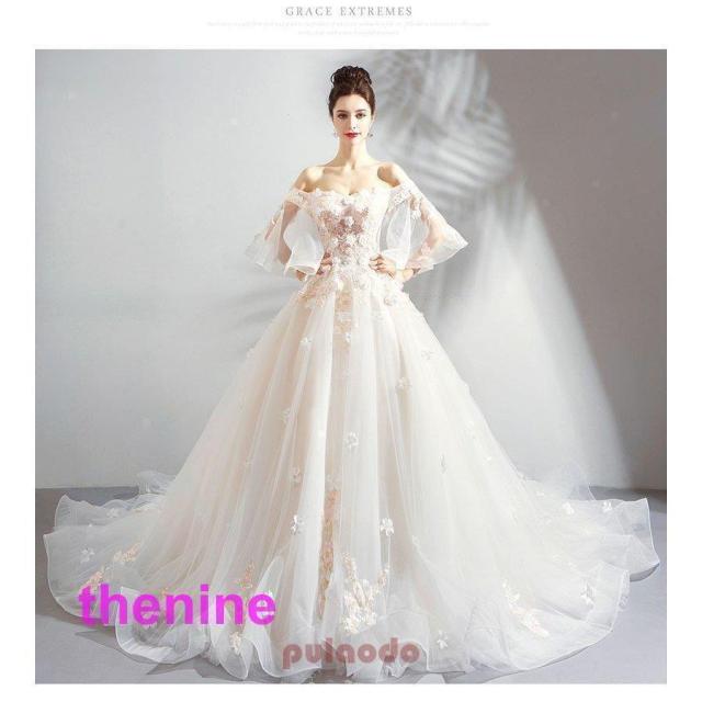 ウェディングドレス ウエディングドレス プリンセスライン 結婚式 花嫁　ロングドレス　披露宴　二次会