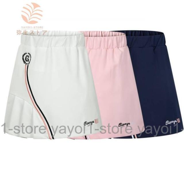 ゴルフウェア レディース ゴルフ スカート アンダーパンツ付き ライン ロゴ スコート ボトムス ミニスカート 夏 かわいい ゴルフ女子 テニス テニスウェア ア…