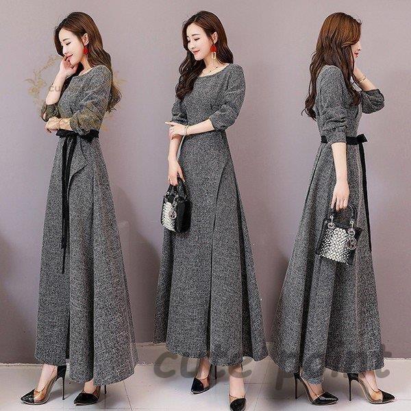 パーティードレス 結婚式 40代 30代 ロング 袖あり 長袖 韓国風 大きいサイズ フォーマルドレス マキシワンピース お呼ばれ 二次会 披露宴 謝恩会 上品 着痩せ