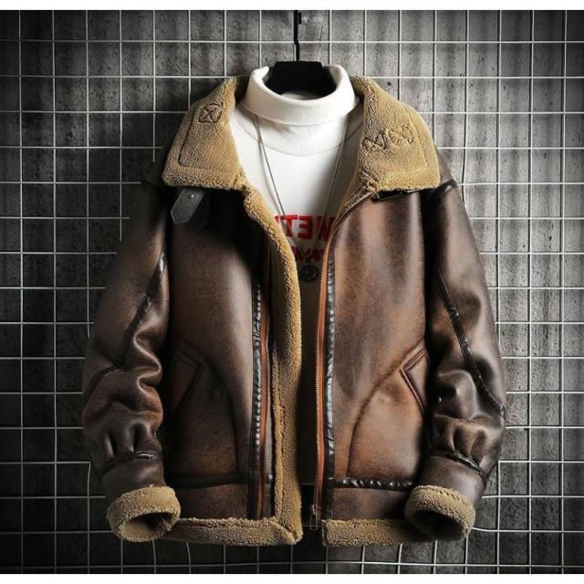 ムートンジャケット メンズ ムートンコート ジャケット ブルゾン コート 裏起毛 裏ボア 厚手ジャケット あったか 防寒 防風 大きいサイズ 厚手