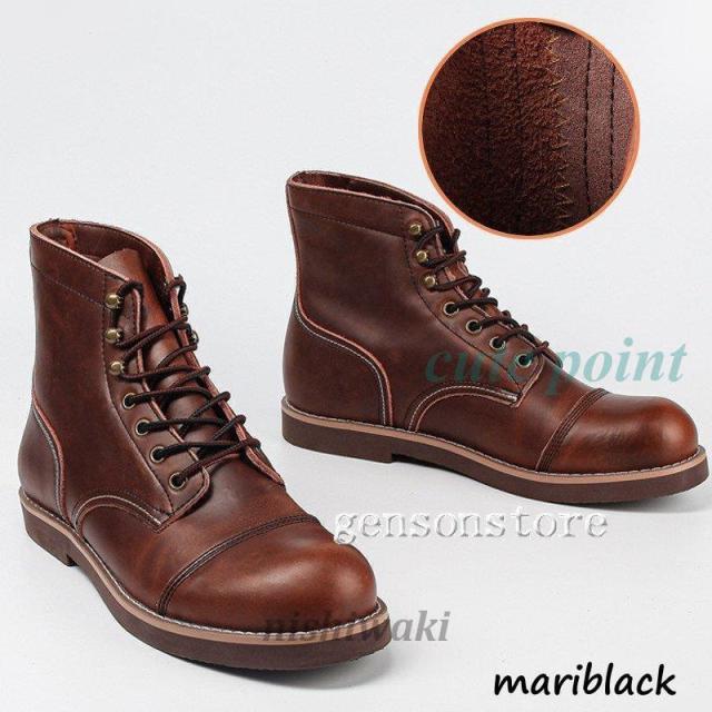 ヴィンテージ 編み上げ ショートブーツ メンズブーツ 本革 革靴 レースアップ プレーントゥ ビジネス カジュアル シューズ 秋 冬 ハイカットブーツ