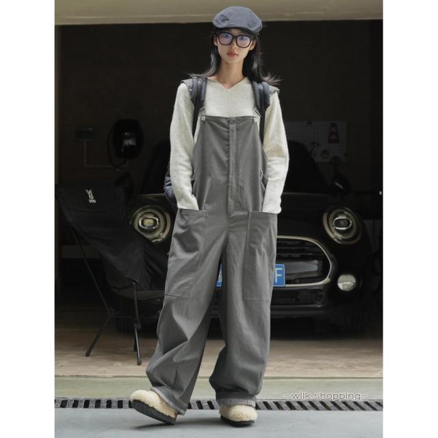 サロペット オーバーオール レディース 黒 デニム パンツ コーデ 20代 40代 春秋 ワイドパンツ ワンピースタイプ おしゃれ ゆったり 30代 50代