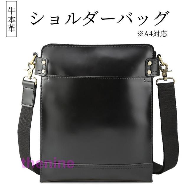 ショルダーバッグ メンズ レディース ビジネス 厚手牛革 メンズ 本革 革 レザー メッセンジャーバッグ A4鞄 経年変化 ブラック 通勤通学 プレゼント ?