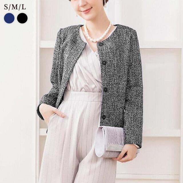ボレロ レディース ジャケット 黒 紺 ツイード パーティー アウター スーツ お呼ばれ フォーマル 大人 S M L 20代 30代 40代 OL ママ 母 送料無料