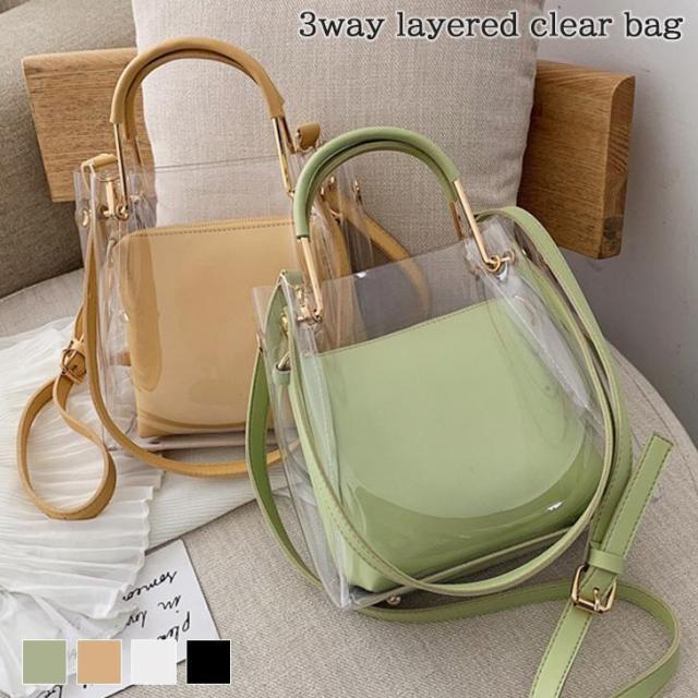 クリアバッグ ショルダー 痛バ おしゃれ 透明 トート ミニ レディース バック 小さい 推し活 ポーチ 小物入れ ハンド 2way 韓国