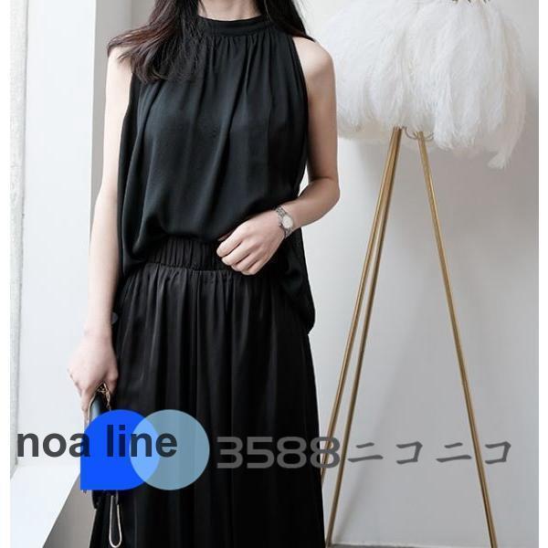 ホルターネック シフォン トップス レディース 黒 白 ブラウス 春 夏 ノースリーブ ハイネック スタンドカラー スタンドネック 無地 きれいめ