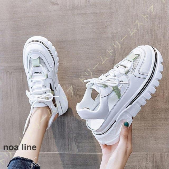 サンダル レディース スニーカーサンダル サンダルスニーカー スニーカー 厚底 韓国 美脚 スポーツサンダル 通気性 身長アップ ハイヒール ウェッジサンダル