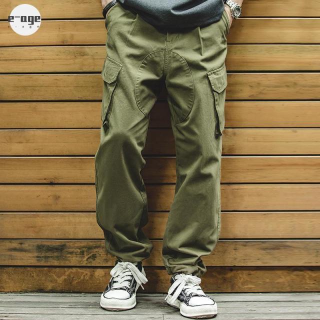 イギリス風 ヴィンテージ カーゴパンツ ミリタリー メンズ カジュアル ゆったり ウエストゴム イージーパンツ ツイル 男性 ミリタリーパンツ 軍パン 作業ズボン