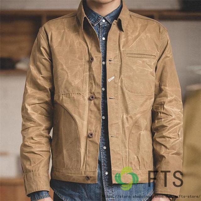 ワークジャケット ワックスコットン シワ感 防風 保温 アウトドア ライダースジャケット ビンテージ かっこいい メンズ ジャケット春秋