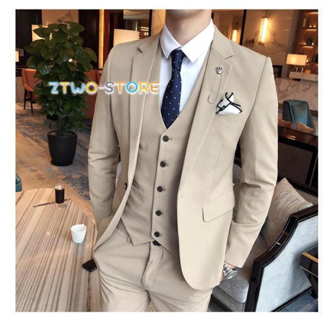 メンズスーツ ビジネススーツ スリーピース セットアップ 1つボタンスーツ 3ピーススーツ カジュアル ベスト付き 細身 通勤 紳士服 結婚式 冠婚葬祭就職活