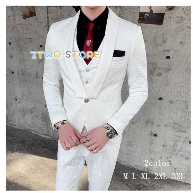 メンズスーツ 無地 タキシードスーツ 3点セットスーツ 1つボタンスーツ フォーマルスーツ 結婚式 二次会 成人式 卒業式 就職活 ビジネススーツ 披露宴