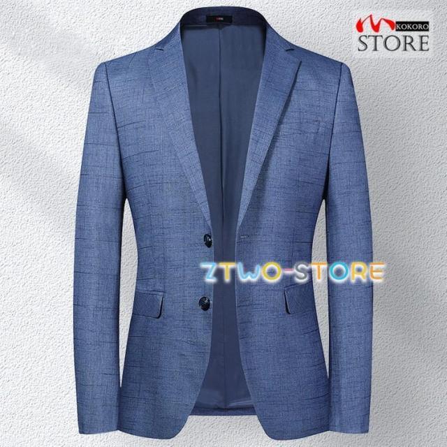 ビジネスジャケット おしゃれ メンズ テーラードジャケット ジャケット スーツジャケット ブレザー ブルー 秋 カジュアル 通勤