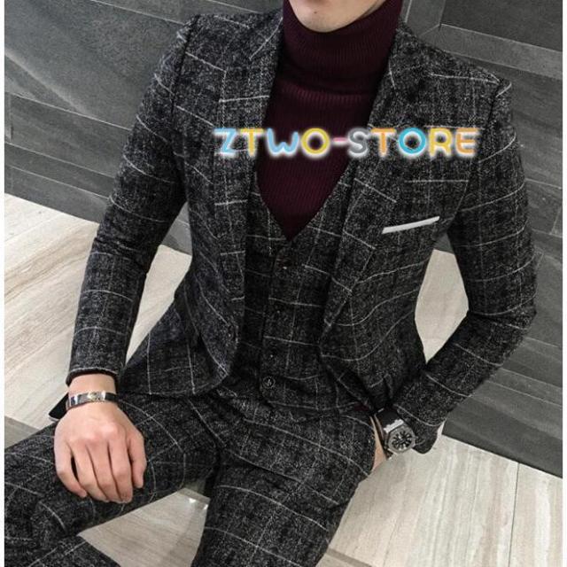 メンズスーツセット ジャケット+ベスト+パンツ スーツ3点セット 大きいサイズ　ビジネス/フォーマル/パーティー/結婚式 紳士服 冬