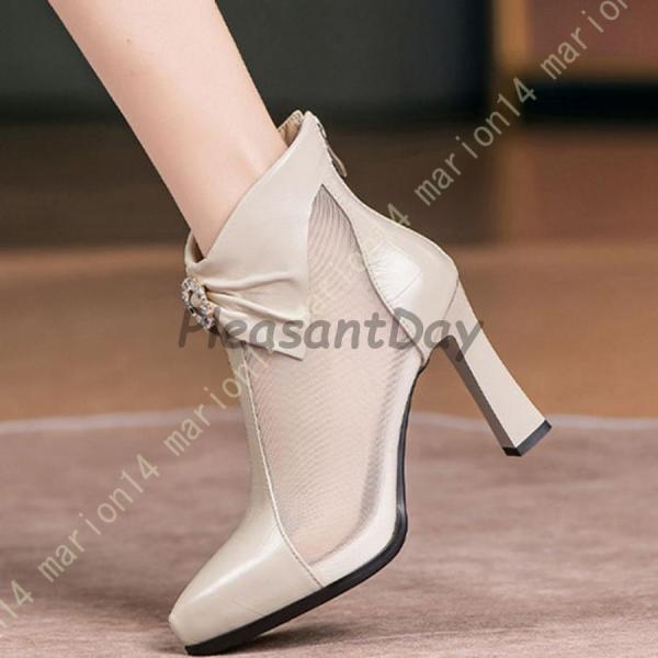 サマーブーツ レディース ブーツサンダル 刺繍 美脚ブーツ ブーティー