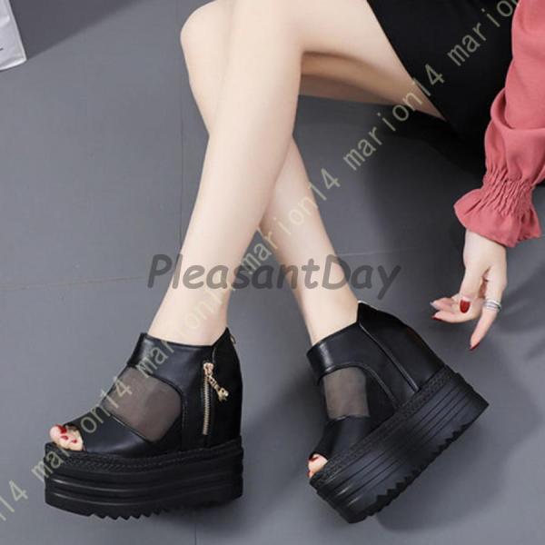 サンダル ウェッジヒール ハイヒール ストラップサンダル レディース サマーブーツ バックジッパー キラキラ キャバサンダル ヒール12cm ファッションサンダル