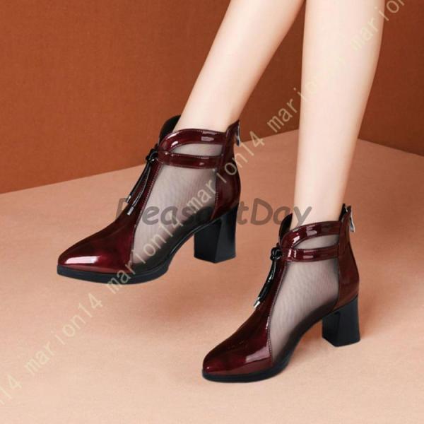 ブーツサンダル 大きいサイズ サンダル レディース チャンキーヒール 6センチ 歩きやすい サマーブーツ ポインテッドトゥ 痛くない 夏ブーツ 通気