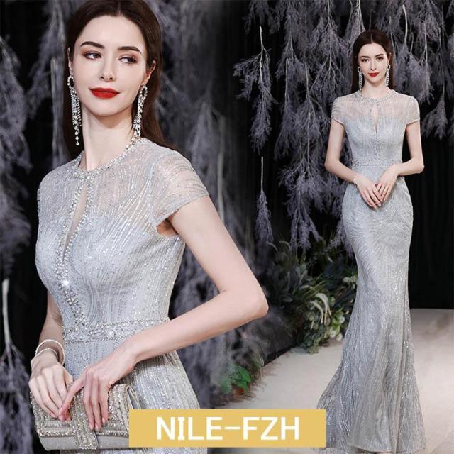 【爆買】マーメイドドレス グレー ロングドレス イブニングドレス マーメイドライン スパンコール 発表会ドレス タイトドレス パーティードレス ロング丈 大きいサイズ