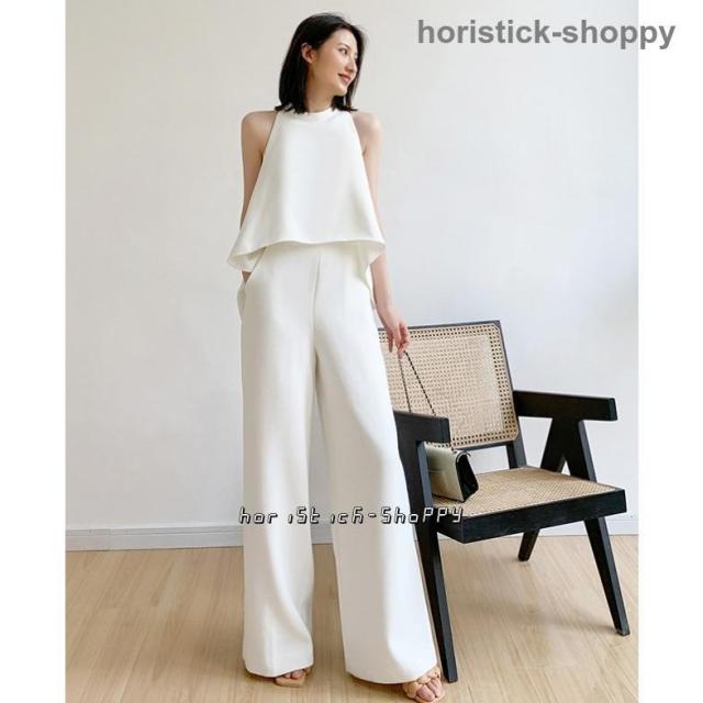 パンツドレス かっこいい パーティードレス レディース 韓国 結婚式 お呼ばれドレス パンツ オールインワン ジャンプスーツ ノースリーブ 黒 白