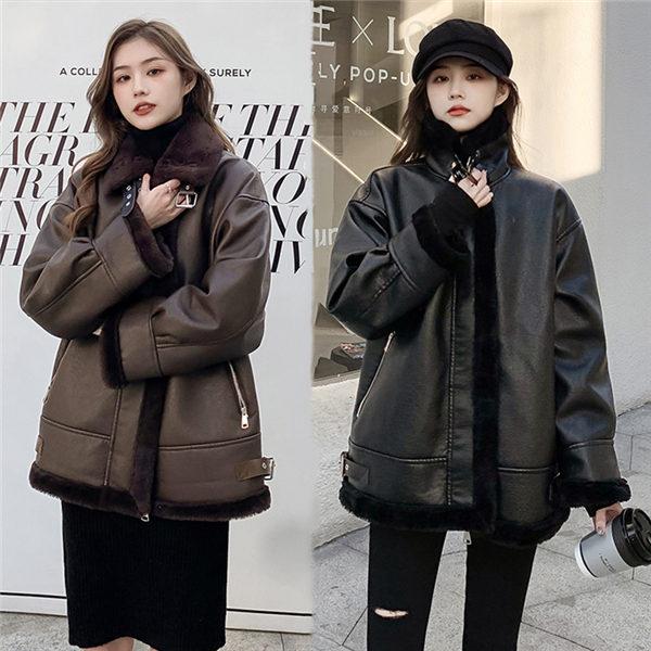 ライダースジャケット レディース ライダースジャケット レディース 革 ボア 革ジャン ジャケット レトロ ショート コート 40代 秋冬 韓国 ゆったり 黒 ブラウン