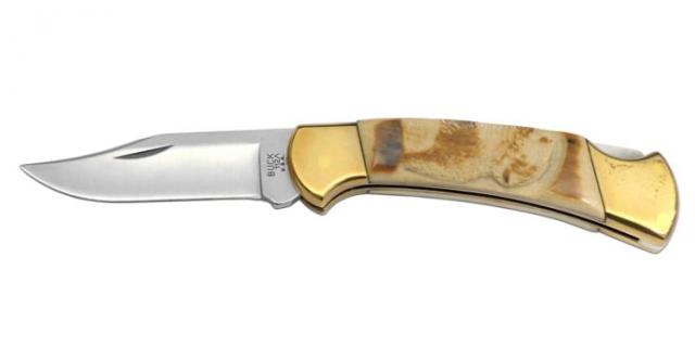 セイウチ牙ハンドル　バッファロー彫刻 112WBU