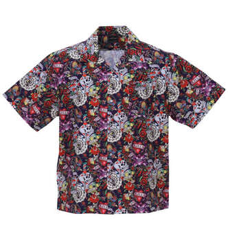 大きいサイズ Ed Hardy 接触冷感オープンカラー半袖シャツ 3L 4L 5L 6L 8L ラッピング可 送料無料 即日発送