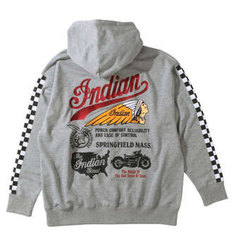 大きいサイズ INDIAN MOTOCYCLE 裏毛刺繍＆プリントフルジップパーカー 3L 4L 5L 6L MC833461-01357 ラッピング可 送料無料 即日発送