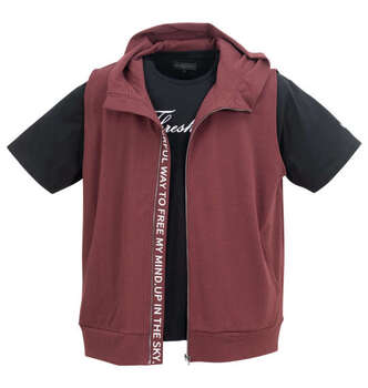 大きいサイズ in the attic ジャガードノースリーブパーカー+半袖Tシャツ 3L 4L 5L 6L MC842121-44161 ラッピング可 送料無料 即日発送