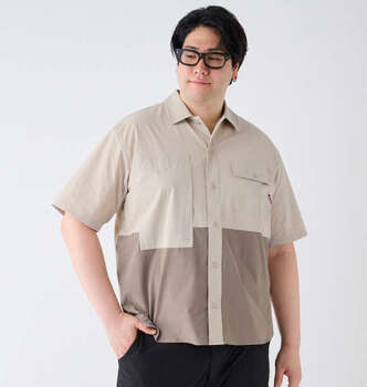 大きいサイズ Coleman ストレッチナイロンリップストップバイカラー半袖シャツ 3L 4L 5L 6L 7L 8L MC742701-65300 ラッピング可 送料無料 即日発送