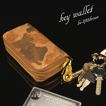 長財布 BEAMZSQUARE 牛革スエード製迷彩柄マルチキーウォレット カモ柄BS 1783ブラウン デザイン 送料無料