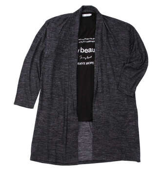 大きいサイズ launching pad 表起毛天竺長袖コーディガン+半袖Tシャツ 3L 4L 5L 6L MC843462-83085 ラッピング可 送料無料 即日発送