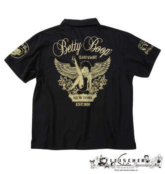 大きいサイズ BETTY BOOP 鹿の子刺繍＆プリント半袖ポロシャツ 3L 4L 5L 6L 8L MC855372-99605 ラッピング可 送料無料 即日発送