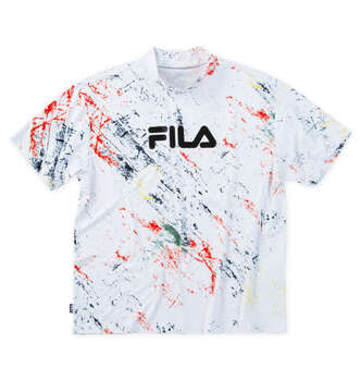 大きいサイズ FILA GOLF モックネック柄半袖シャツ 3L 4L 5L 6L ホワイト ラッピング可 送料無料 即日発送